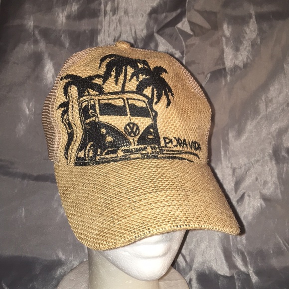 Pura Vida | Accessories | Pura Vida Burlap Snapback Hat Mesh Back Cap Volkswagen Microbus Palm ...